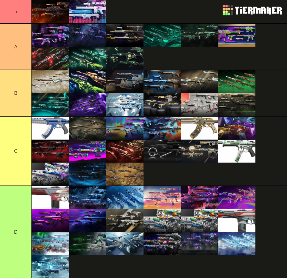 UPDATED VALORANT Skins Packs/Buyable Skins 4.08 4/27/2022 Tier List ...