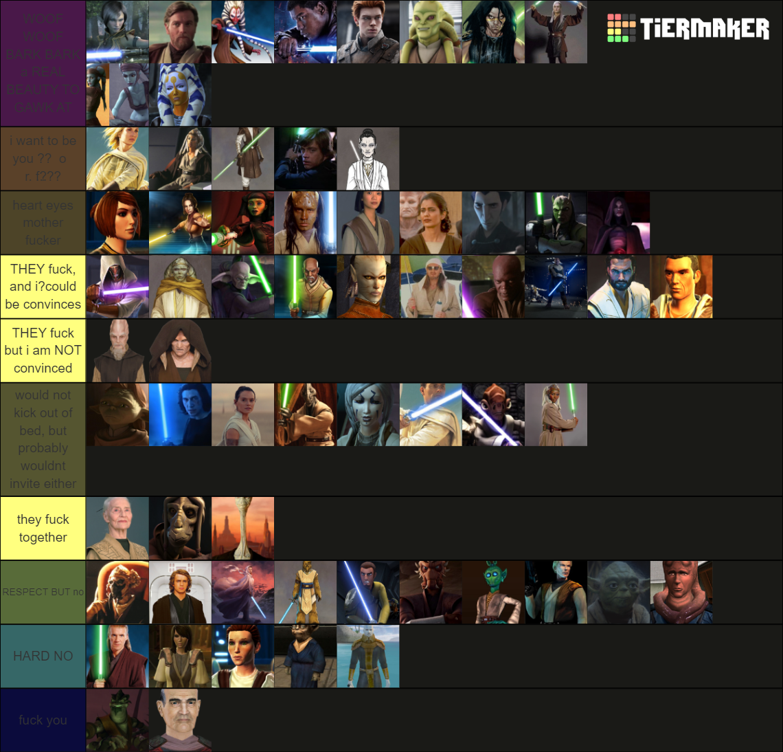 HOTTEST JEDI TIERLIST Tier List (Community Rankings) - TierMaker
