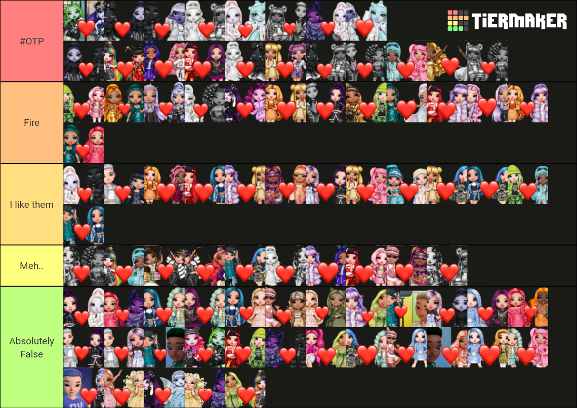 Rainbow High x Shadow High Ships (Updated) 💞 Tier List (Community ...