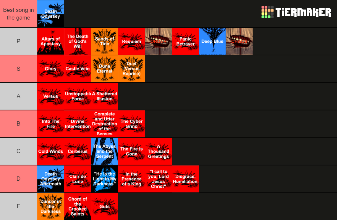ULTRAKILL OST (Act II Included) Tier List (Community Rankings) - TierMaker