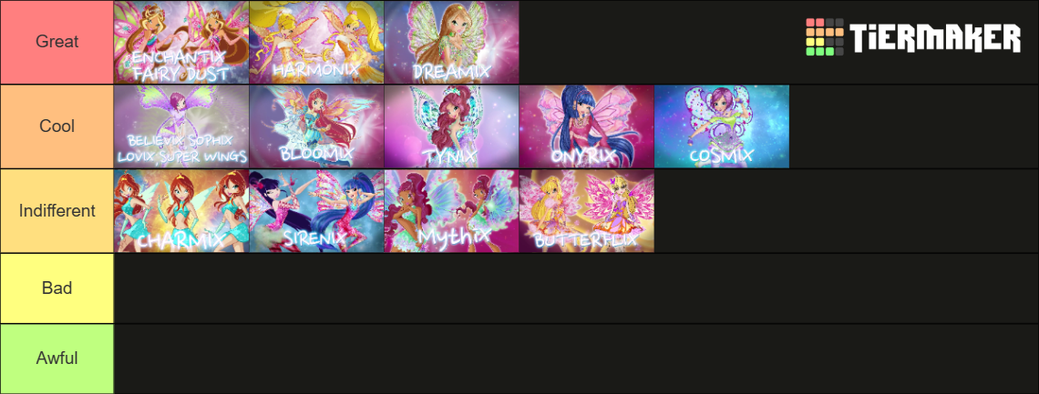 Winx Club Transformations Tier List (Community Rankings) - TierMaker