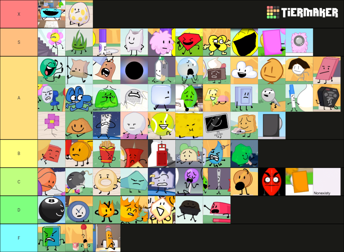 BFDI Characters Tier List (Community Rankings) - TierMaker
