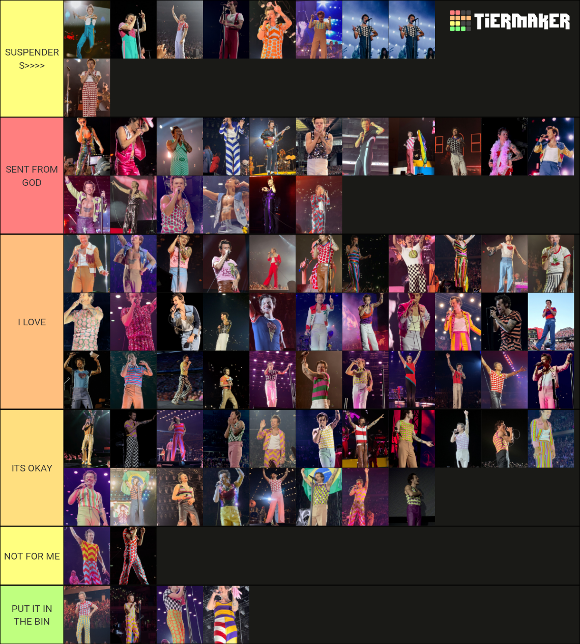 HARRY STYLES CONCERT FITS 2022 Tier List (Community Rankings) - TierMaker
