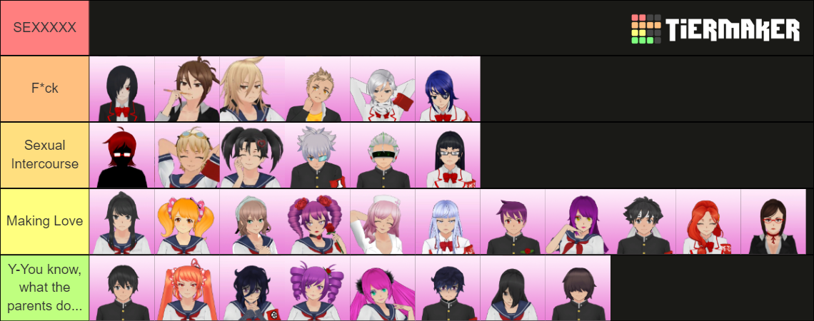 Yandere Simulator Characters Tier List (Community Rankings) - TierMaker