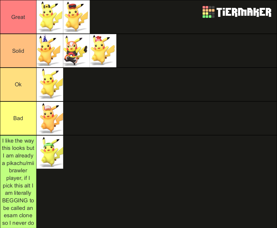 Pikachu's Alt Tier List (Community Rankings) - TierMaker