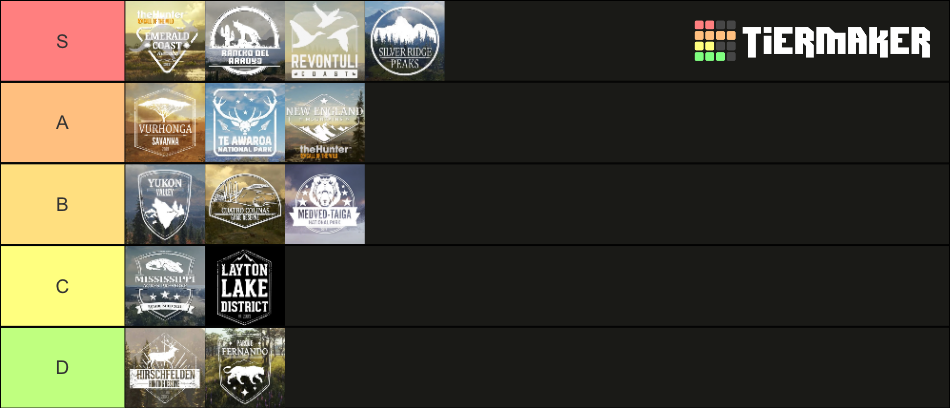 The Hunter Call of the Wild map Tier List (Community Rankings) - TierMaker
