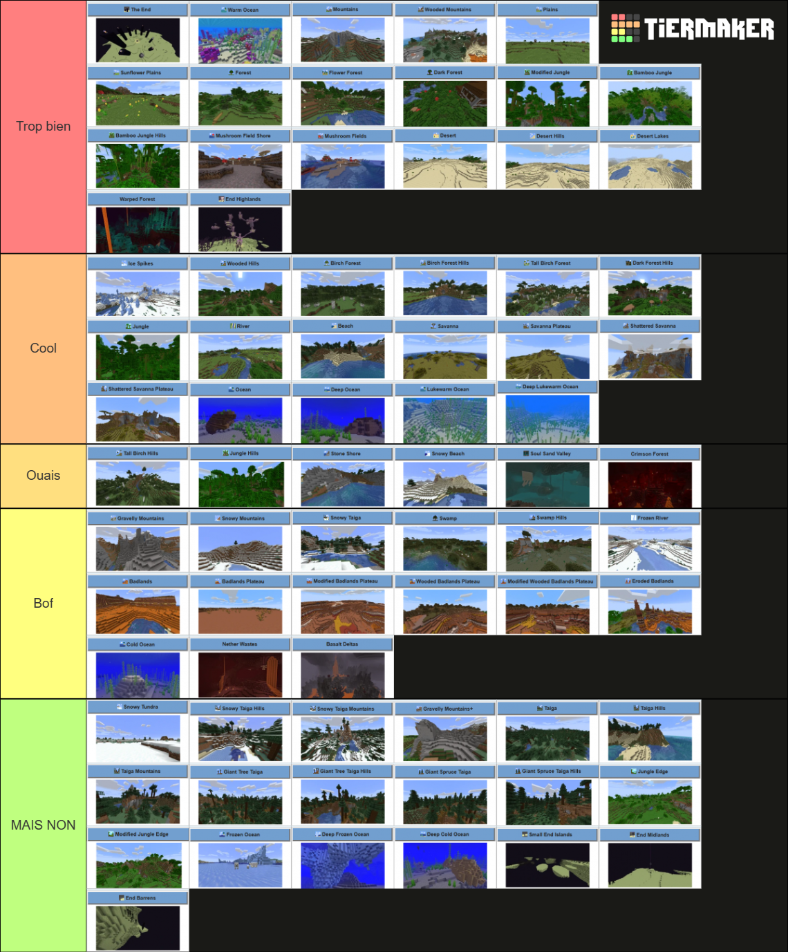 All 76 Minecraft Biomes 1.16.5 (with names) Tier List (Community ...