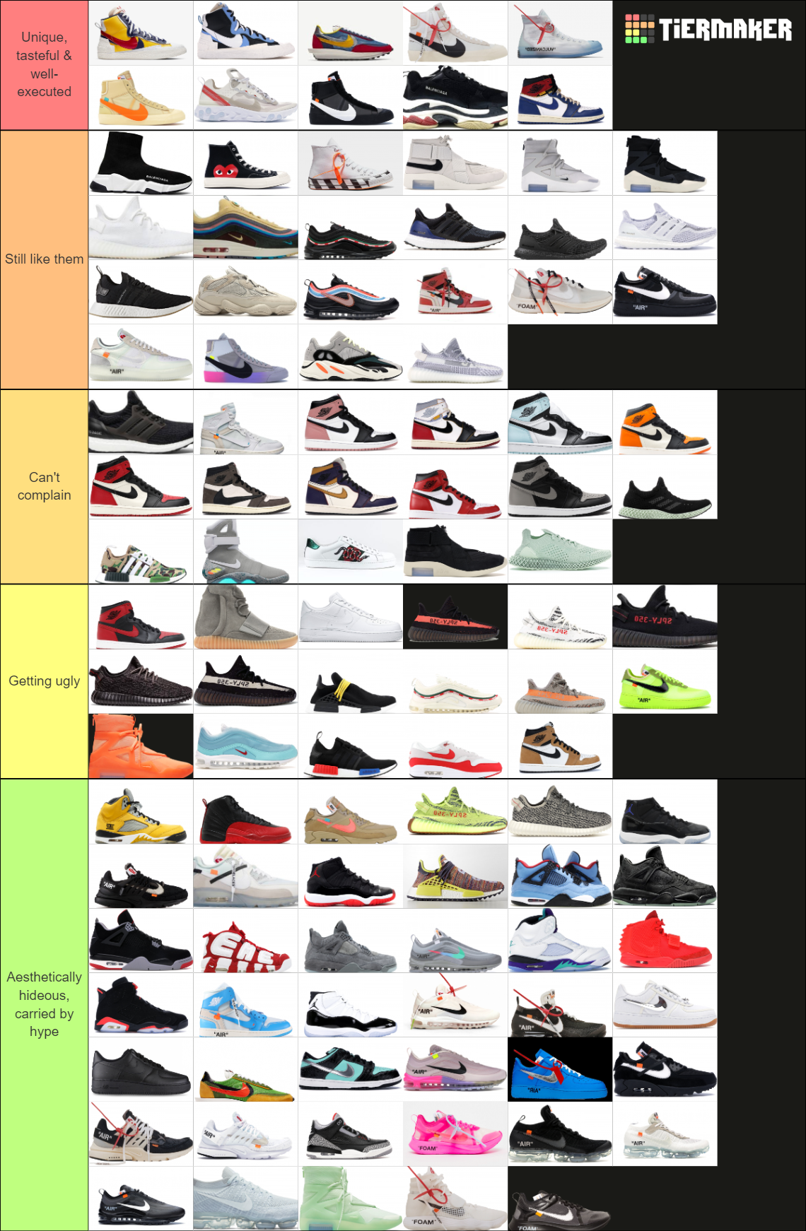 The Definitive List of Sneakers Tier List (Community Rankings) - TierMaker