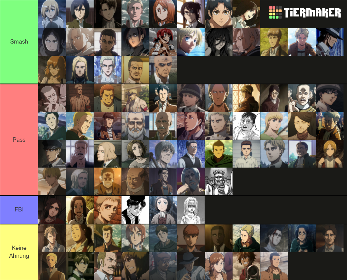 ALL AOT/SNK CHARACTERS (70) Tier List (Community Rankings) - TierMaker