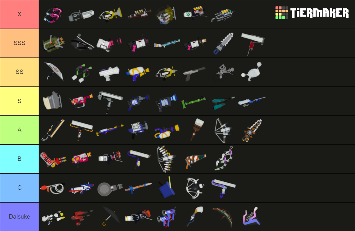 (2D Icons) Splatoon 3 Salmon Run Main Weapon Tier List (Community Rankings) - TierMaker