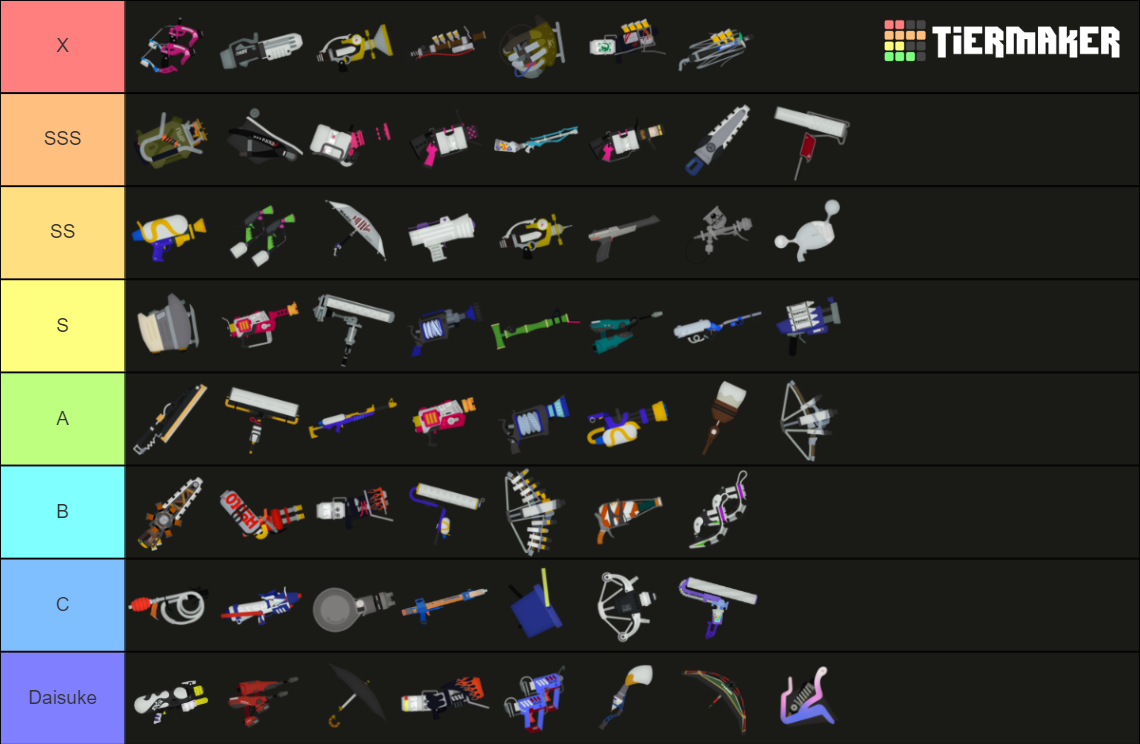 (2D Icons) Splatoon 3 Salmon Run Main Weapon Tier List (Community Rankings) - TierMaker
