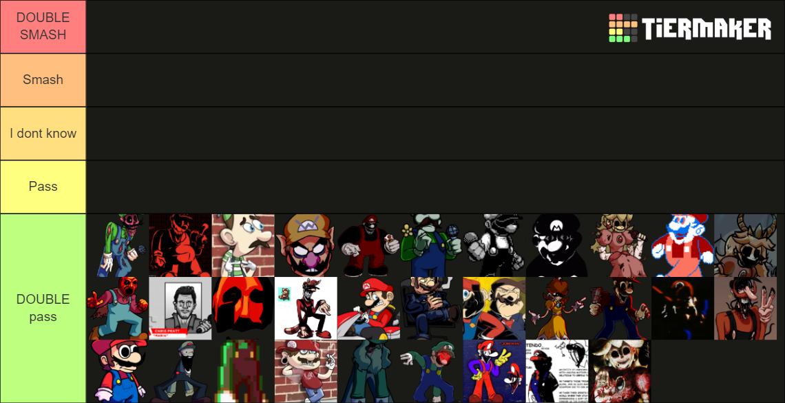 Mario.EXE Smash Or pass Tierlist Tier List (Community Rankings) - TierMaker