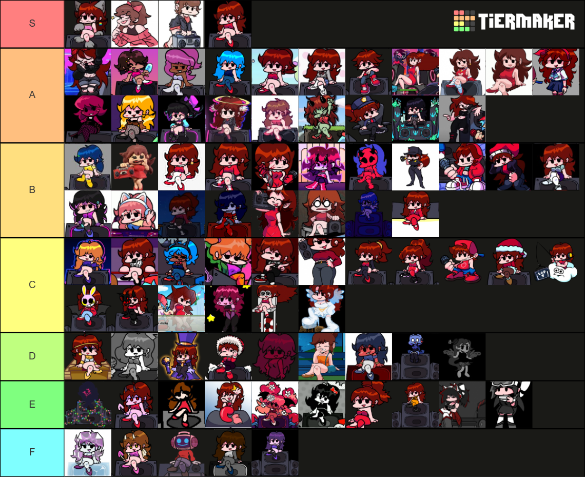 Best Friday Night Funkin' Girlfriend Design Tier List (Community ...