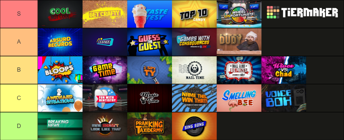 Dude Perfect Overtime Segments Tier List (Community Rankings) - TierMaker