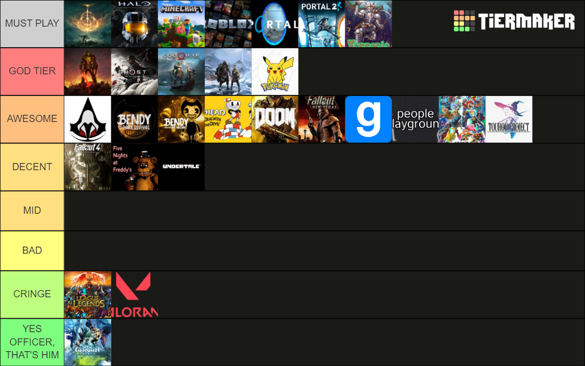 GOOD GAMES Tier List (Community Rankings) - TierMaker