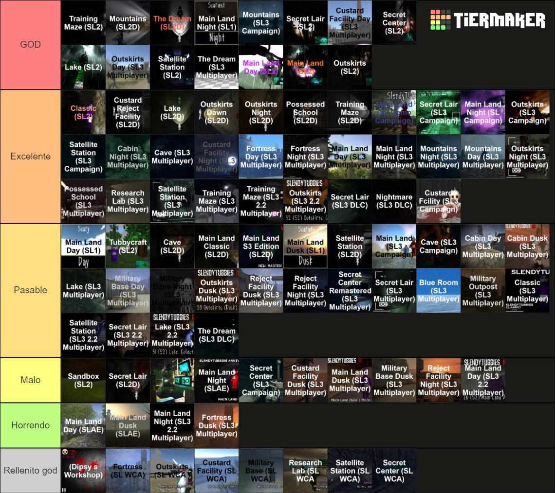 Slendytubbies Maps (all games) Tier List (Community Rankings) - TierMaker