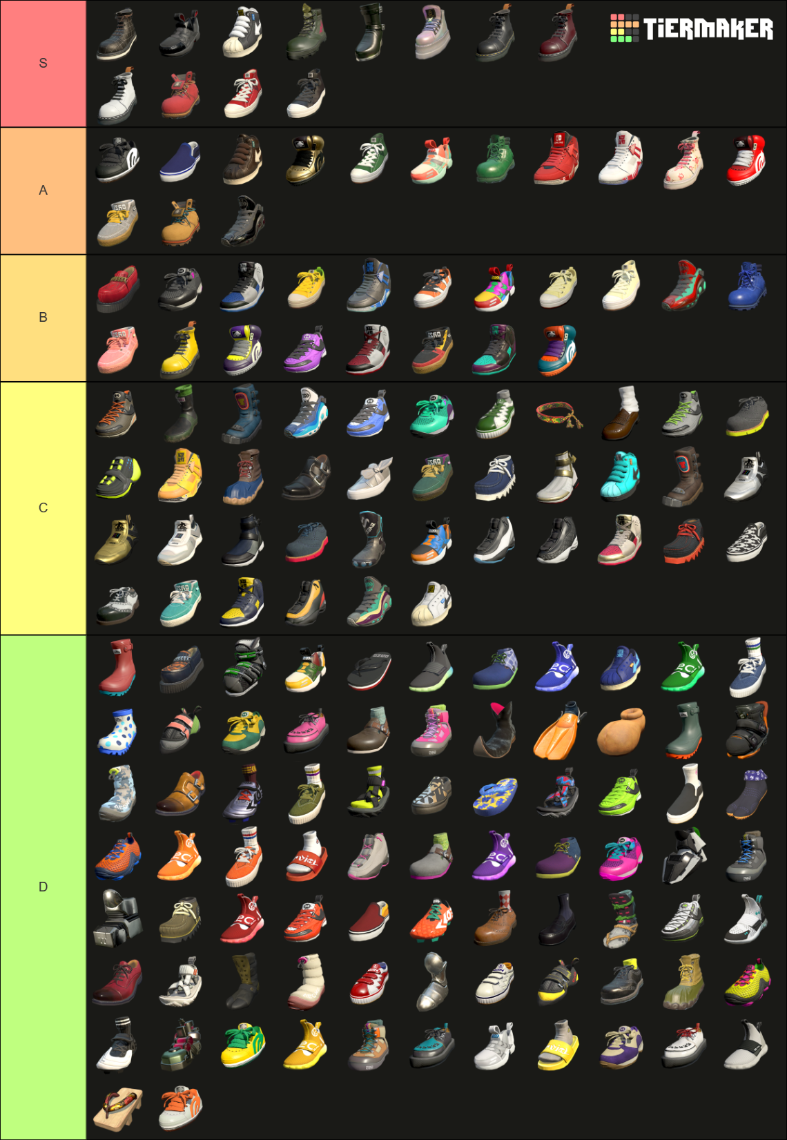 Splatoon 2 Shoes Tier List (Community Rankings) - TierMaker