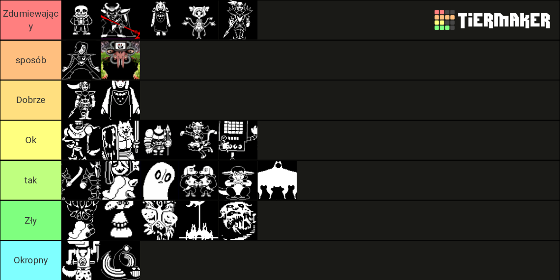 Undertale Bosses/Minibosses Tier List (Community Rankings) - TierMaker