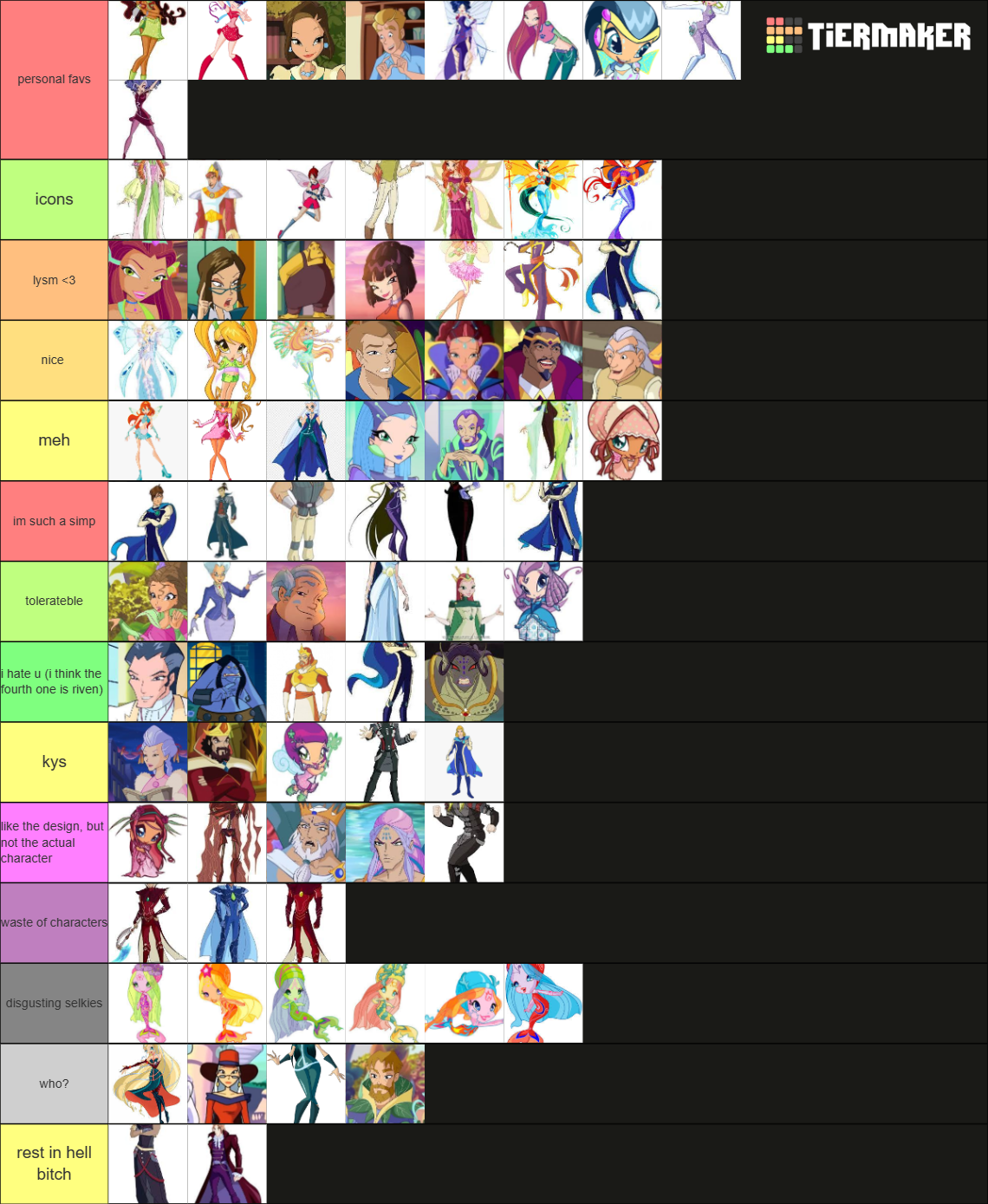winx club charactes Tier List (Community Rankings) - TierMaker