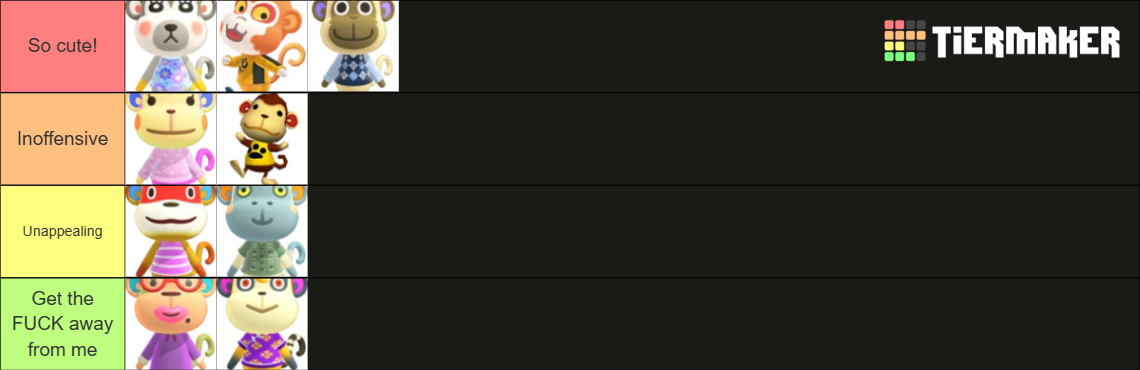 Animal Crossing Monkey Villagers (ACNH) Tier List (Community Rankings ...