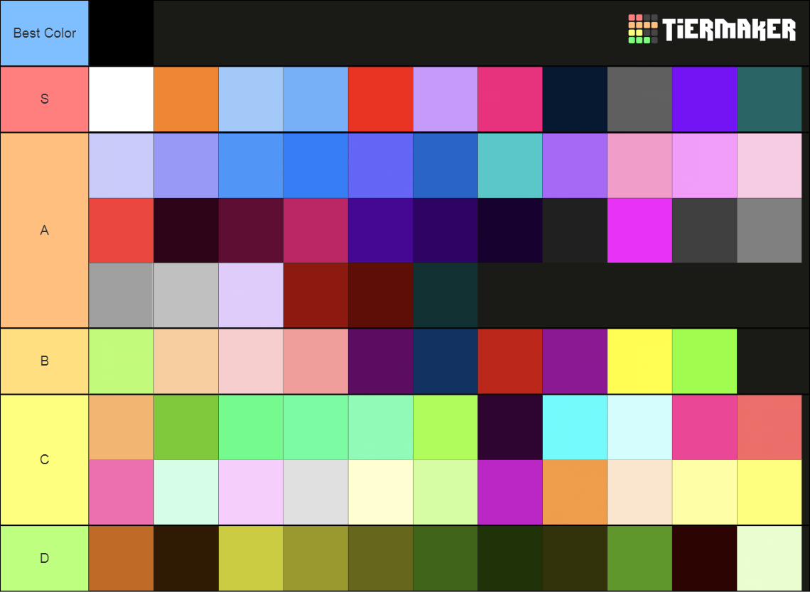 Color Teirlist Tier List (Community Rankings) - TierMaker