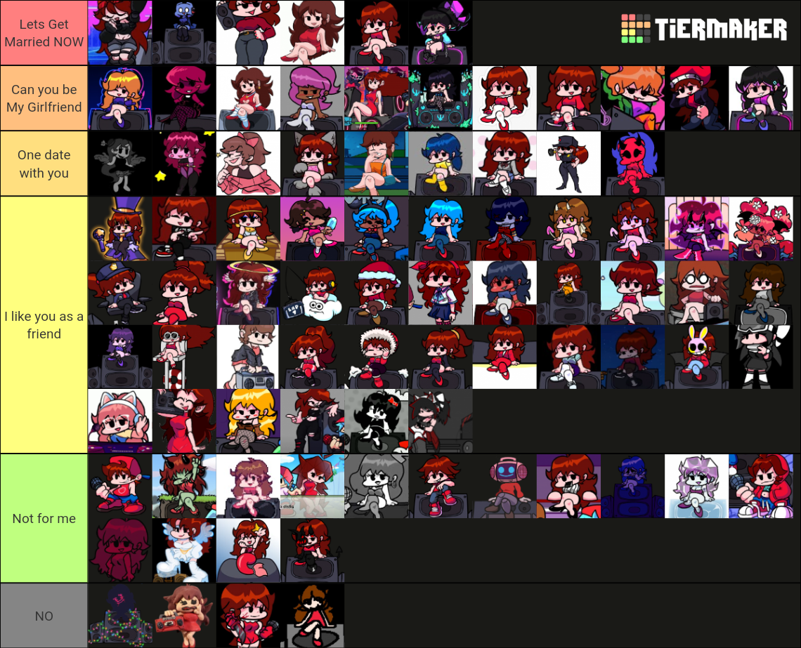 Best Friday Night Funkin' Girlfriend Design Tier List (Community ...