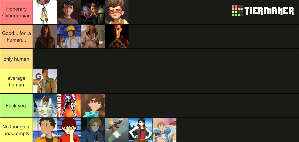 Transformers Human Protagonists Tier List (Community Rankings) - TierMaker