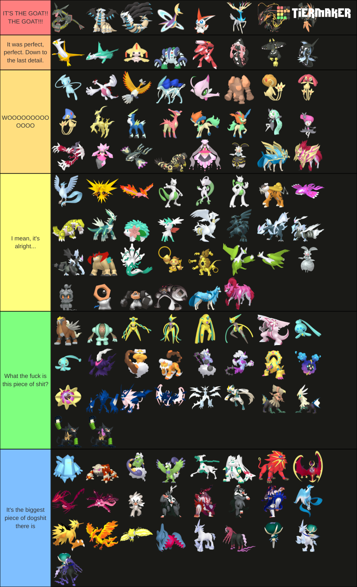 Shiny Legendary/Mythical Pokemon Tier List (Community Rankings) - TierMaker
