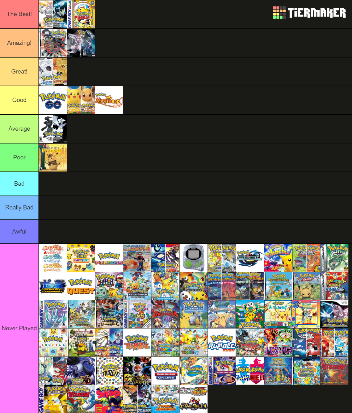 Every (EVERY) Pokemon Game Tier List (Community Rankings) - TierMaker