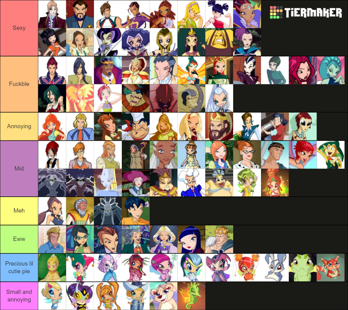 winx characters s1-3 but actually every character Tier List (Community ...