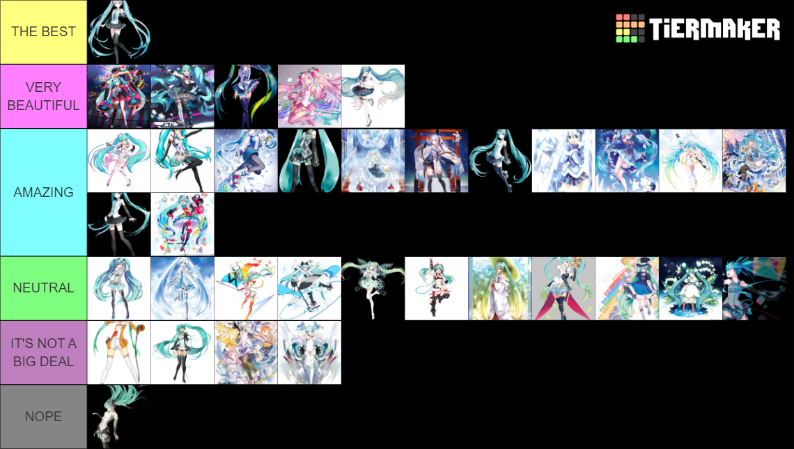 Hatsune Miku Official Designs Tier List (Community Rankings) - TierMaker