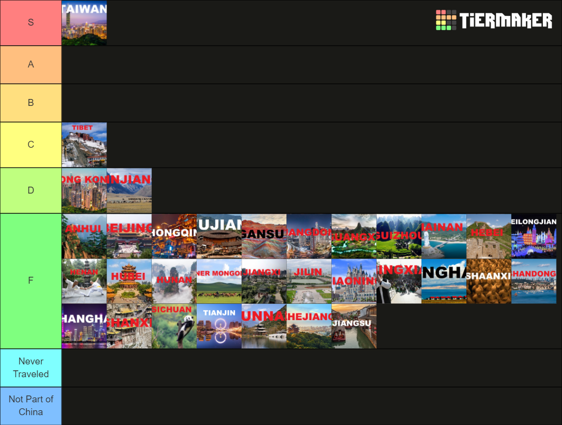 China's Provinces Tier List (Community Rankings) - TierMaker