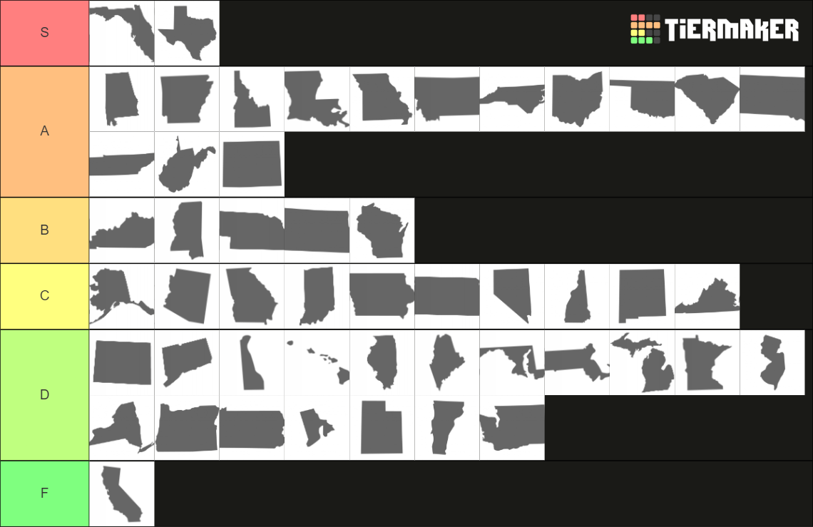 The United States of America Tier List (Community Rankings) - TierMaker
