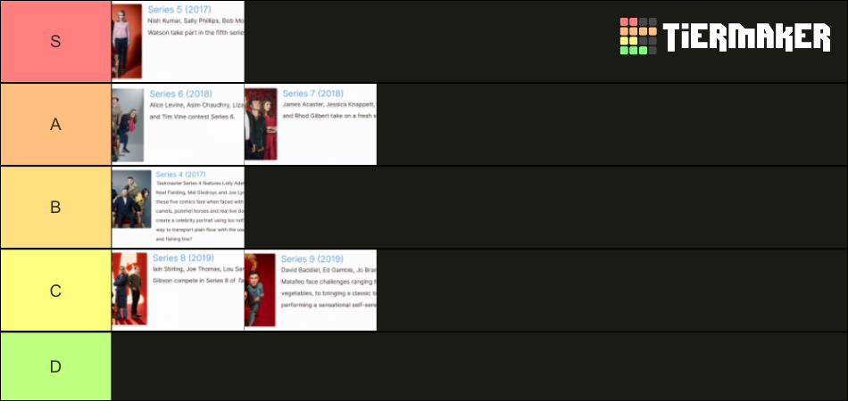 Taskmaster Seasons 1-14 Tier List (Community Rankings) - TierMaker