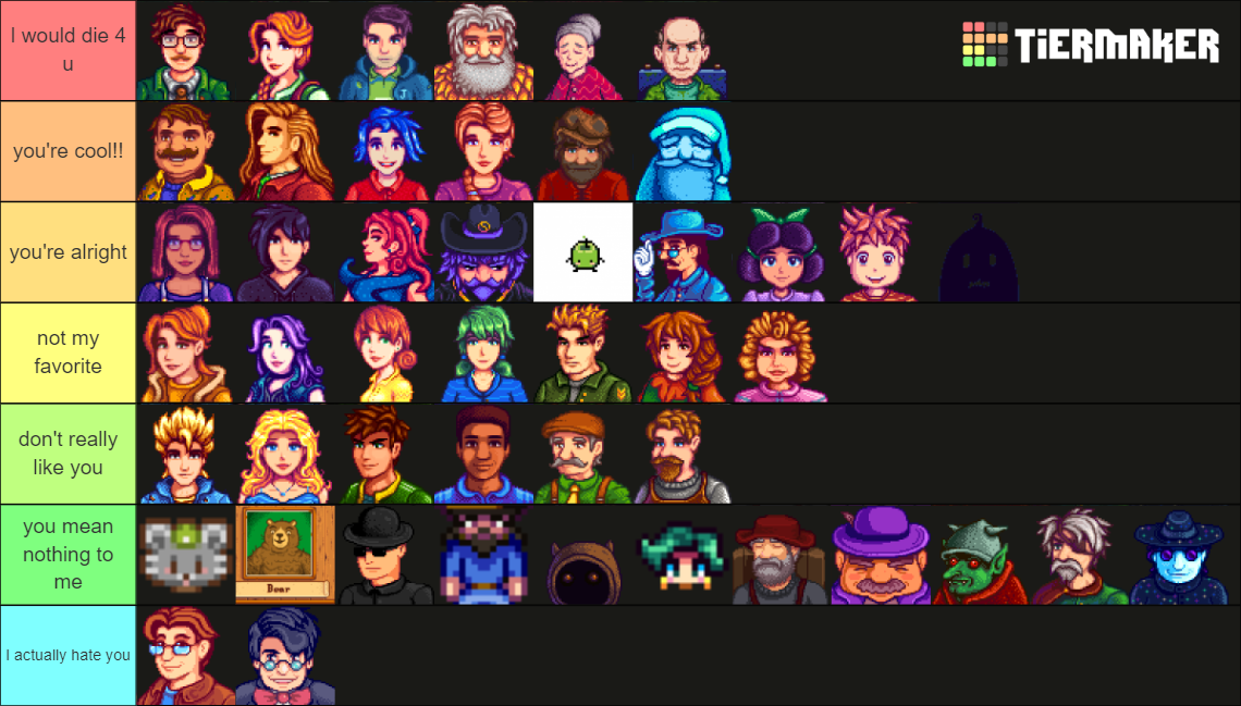 Stardew Valley Characters Tier List (Community Rankings) - TierMaker