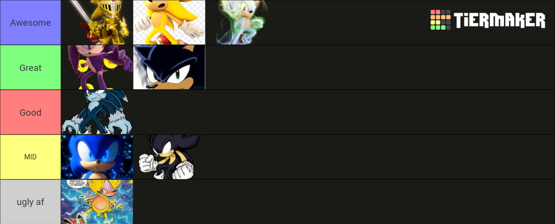 All Transformations Of Sonic Tier List (Community Rankings) - TierMaker