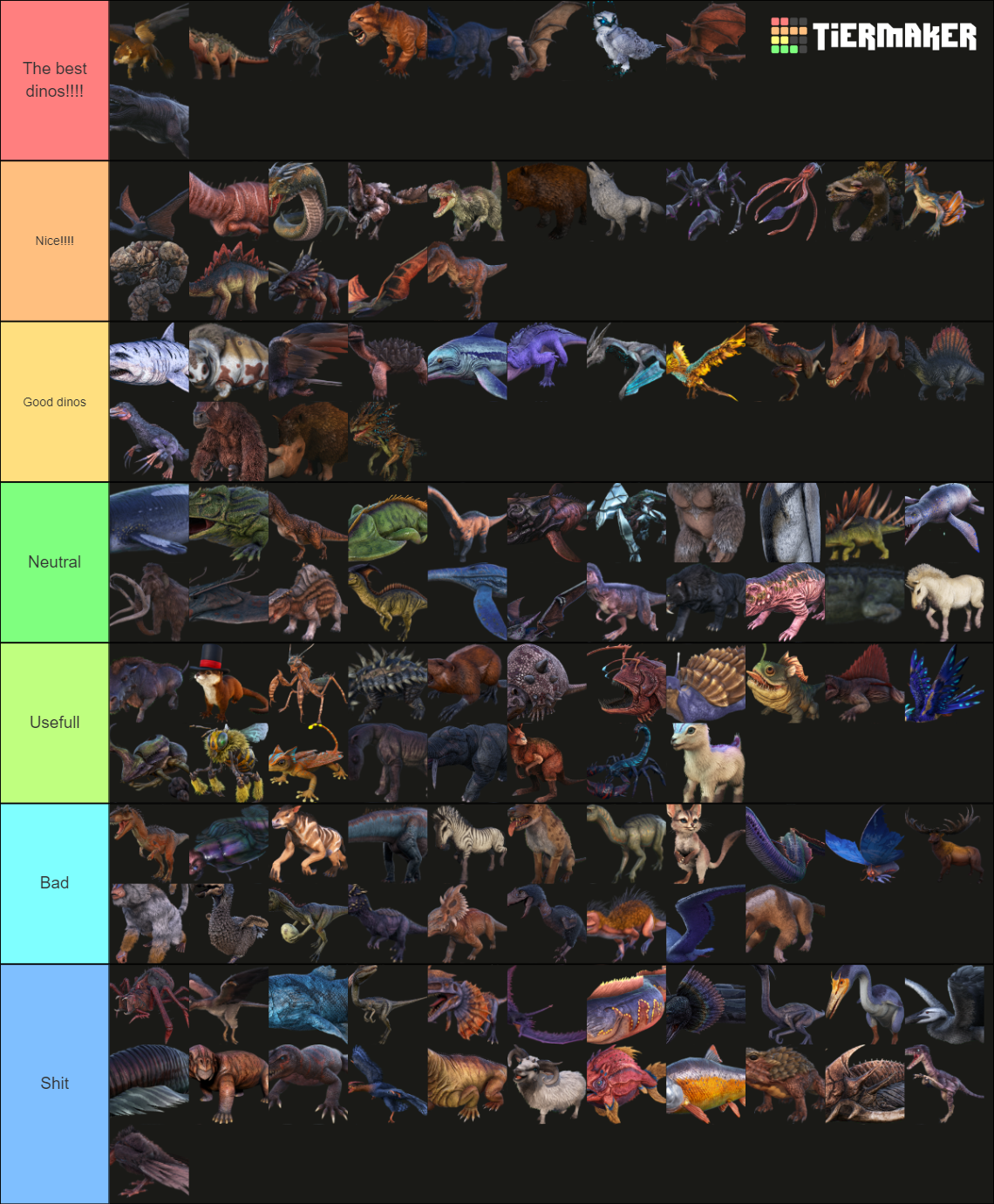 Ark Creatures tl ark animal Tier List (Community Rankings) - TierMaker