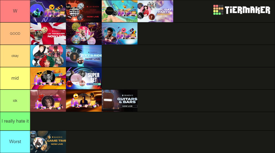 Beatstar Seasons Ranking 1-15 Tier List (Community Rankings) - TierMaker