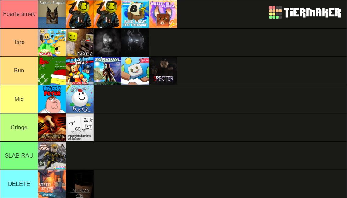 Jocuri pa roblos Tier List (Community Rankings) - TierMaker