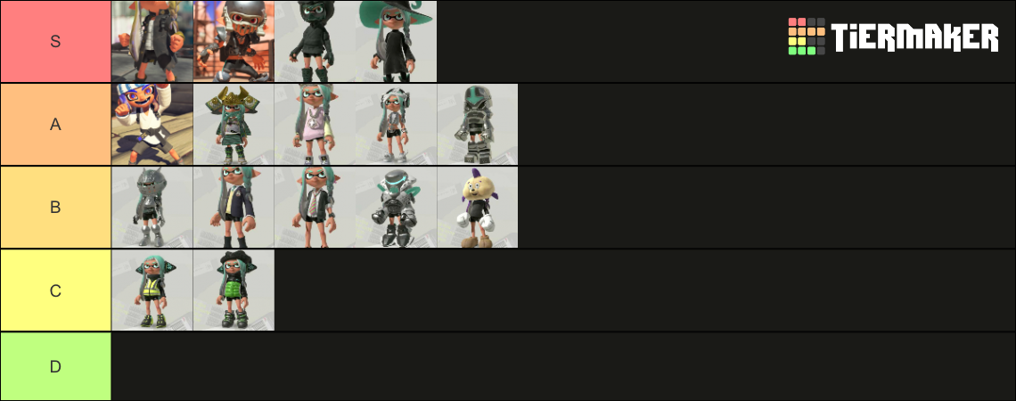 splatoon amiibo gear (including splatoon 3) Tier List (Community ...