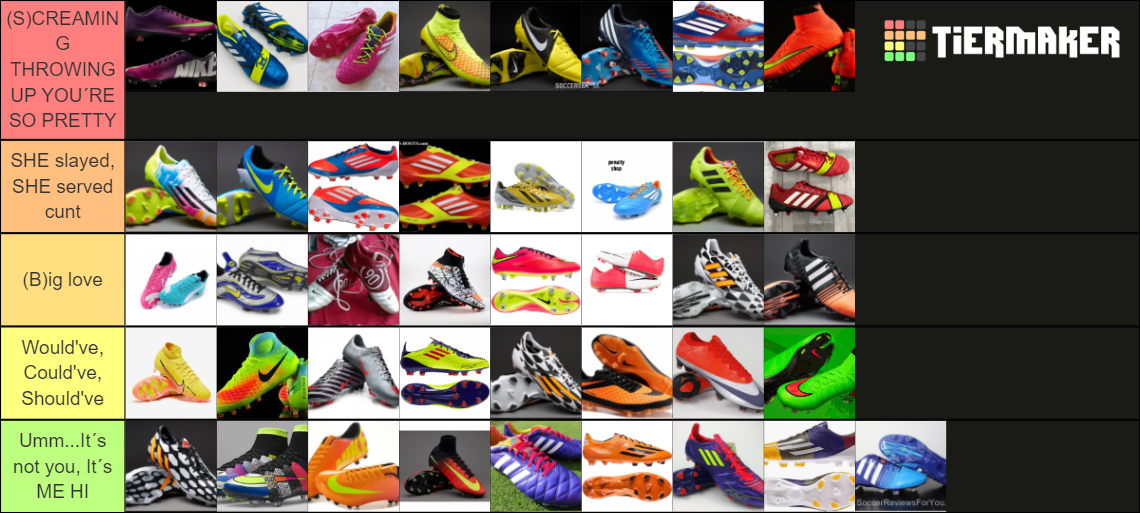 Football boots Natasha likes yeah Tier List (Community Rankings ...