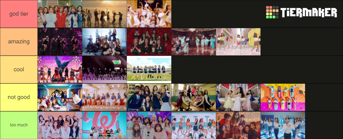 TWICE MUSIC VIDEO RANKING Tier List (Community Rankings) - TierMaker