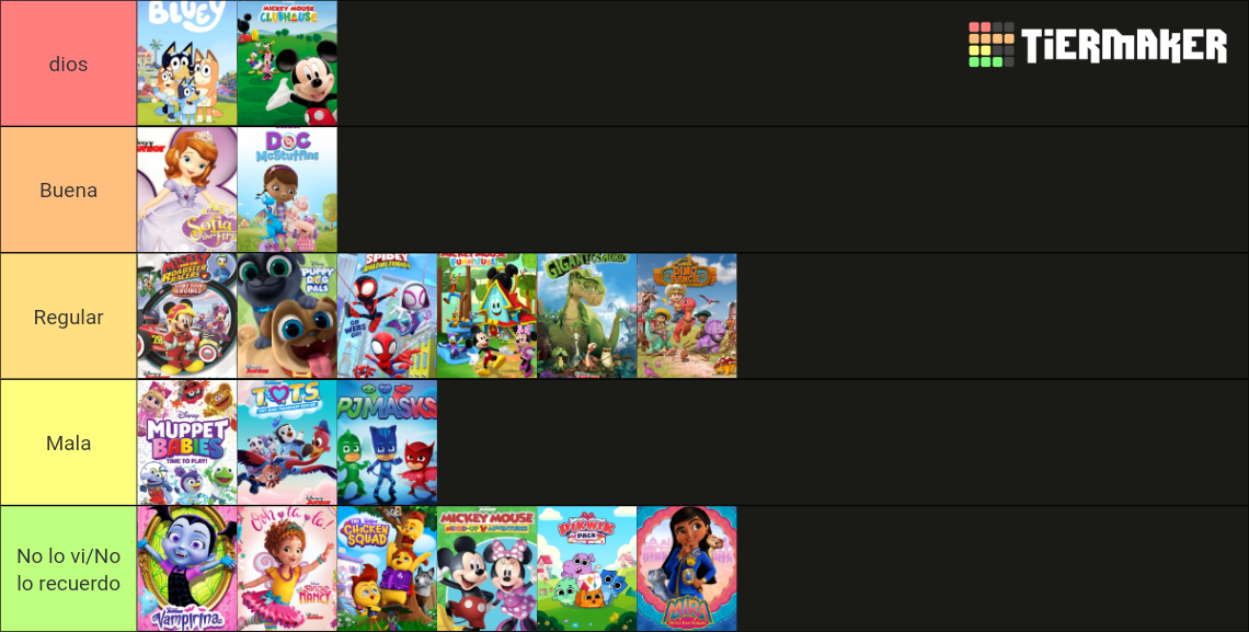 Disney Junior Shows Tier List (Community Rankings) - TierMaker
