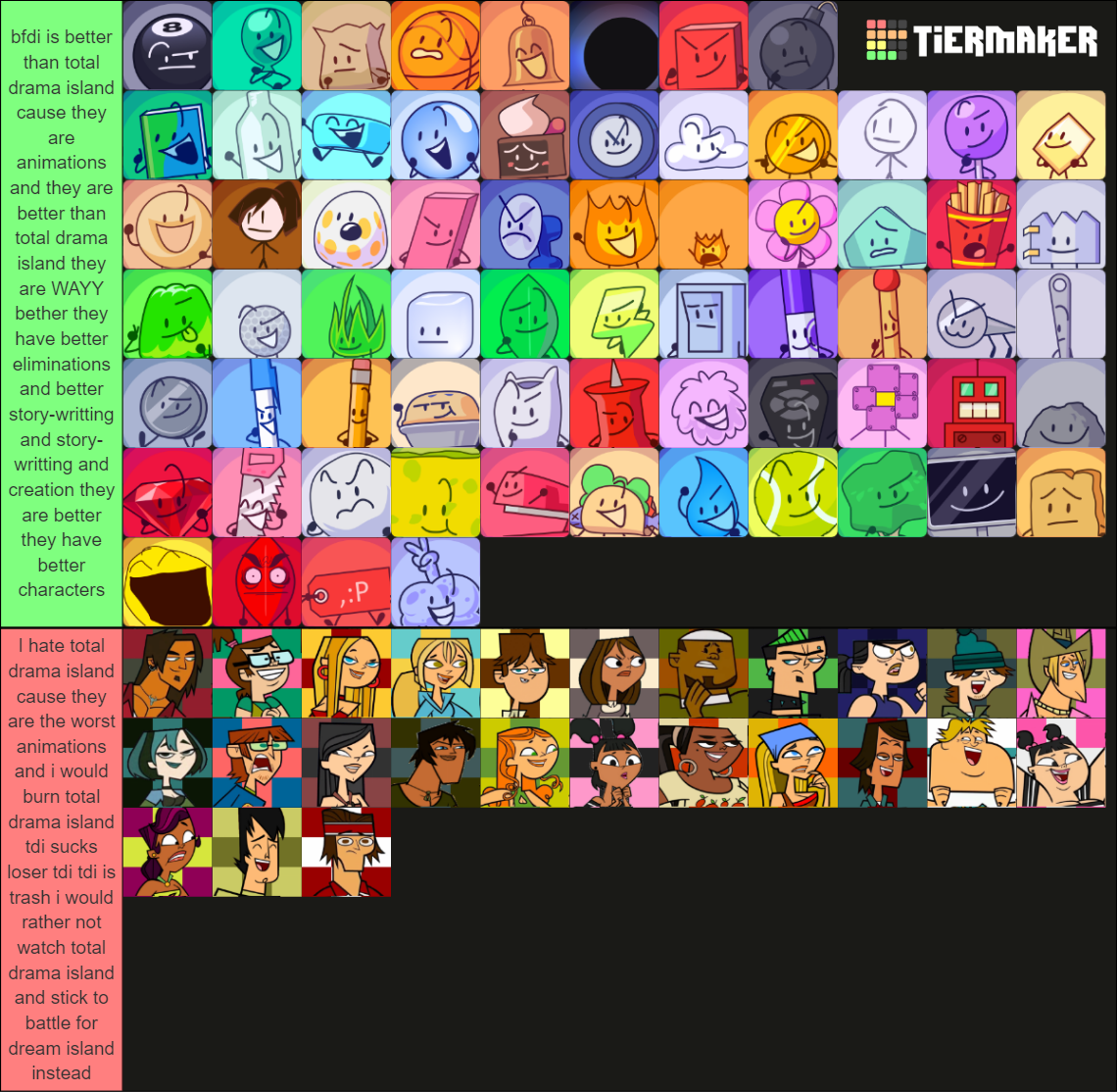 BFDI x TDI Tier List (Community Rankings) - TierMaker