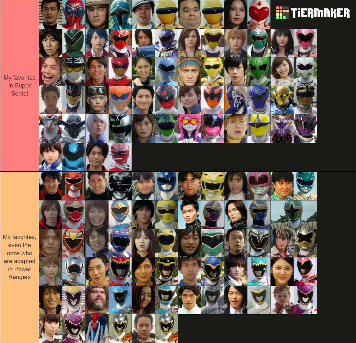 All Super Sentai Rangers/heroes Tier List (Community Rankings) - TierMaker