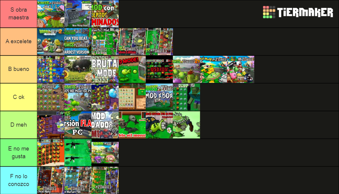 plants vs zombies 1 all mods Tier List (Community Rankings) - TierMaker
