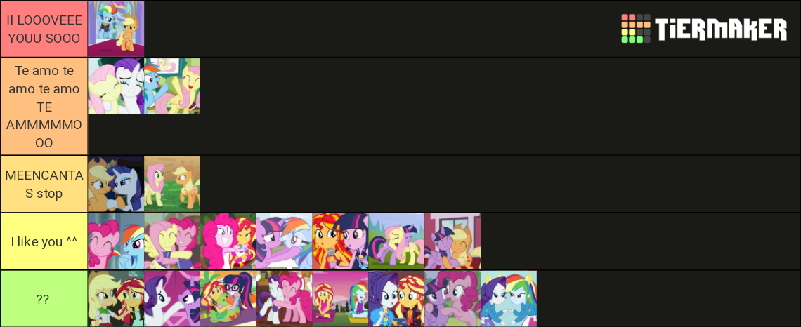 My Little Pony MANE 7 Ships Tier List (Community Rankings) - TierMaker