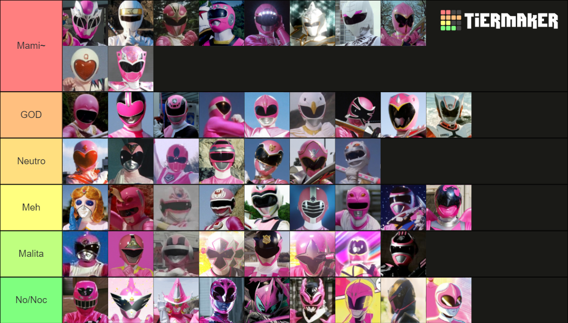 Super Sentai & Power Rangers Female Whites/Pinks (1975-2022) Tier List ...