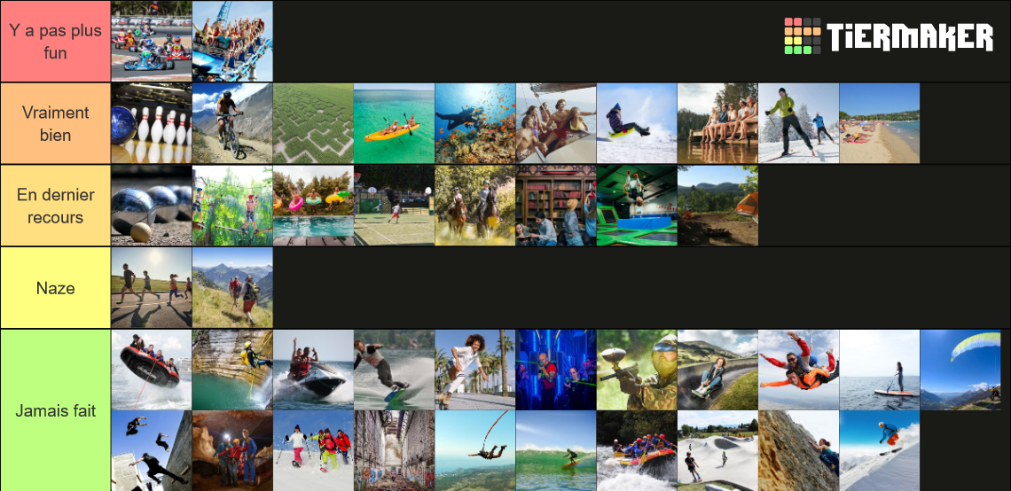 Activités les plus fun Tier List (Community Rankings) - TierMaker