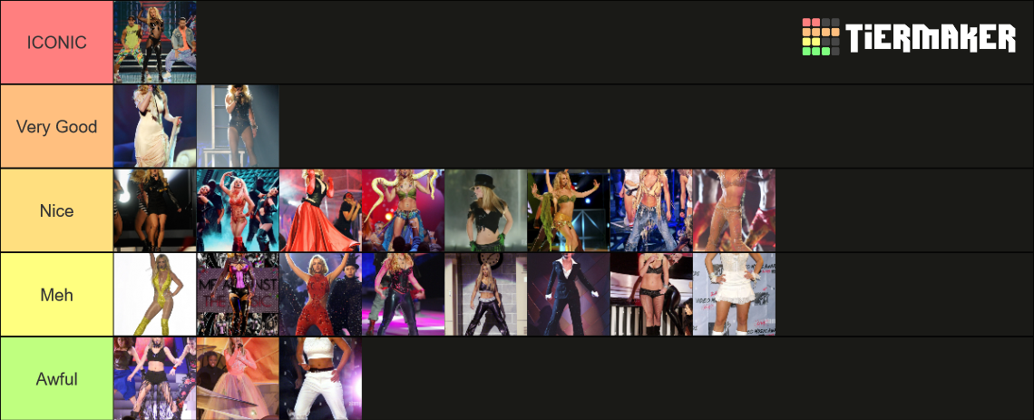 Britney Spears's award show performances outfits Tier List (Community ...